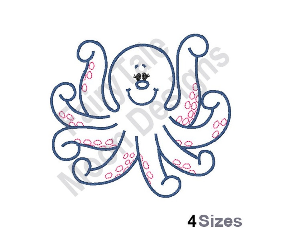 Octopus Machine Embroidery Design, Baby Octopus Outline Embroidery ...