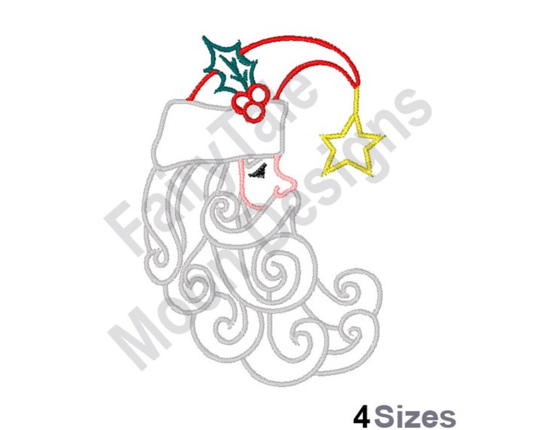 Santa Claus Moon Outline Machine Embroidery Design, Moon Shaped Santa ...