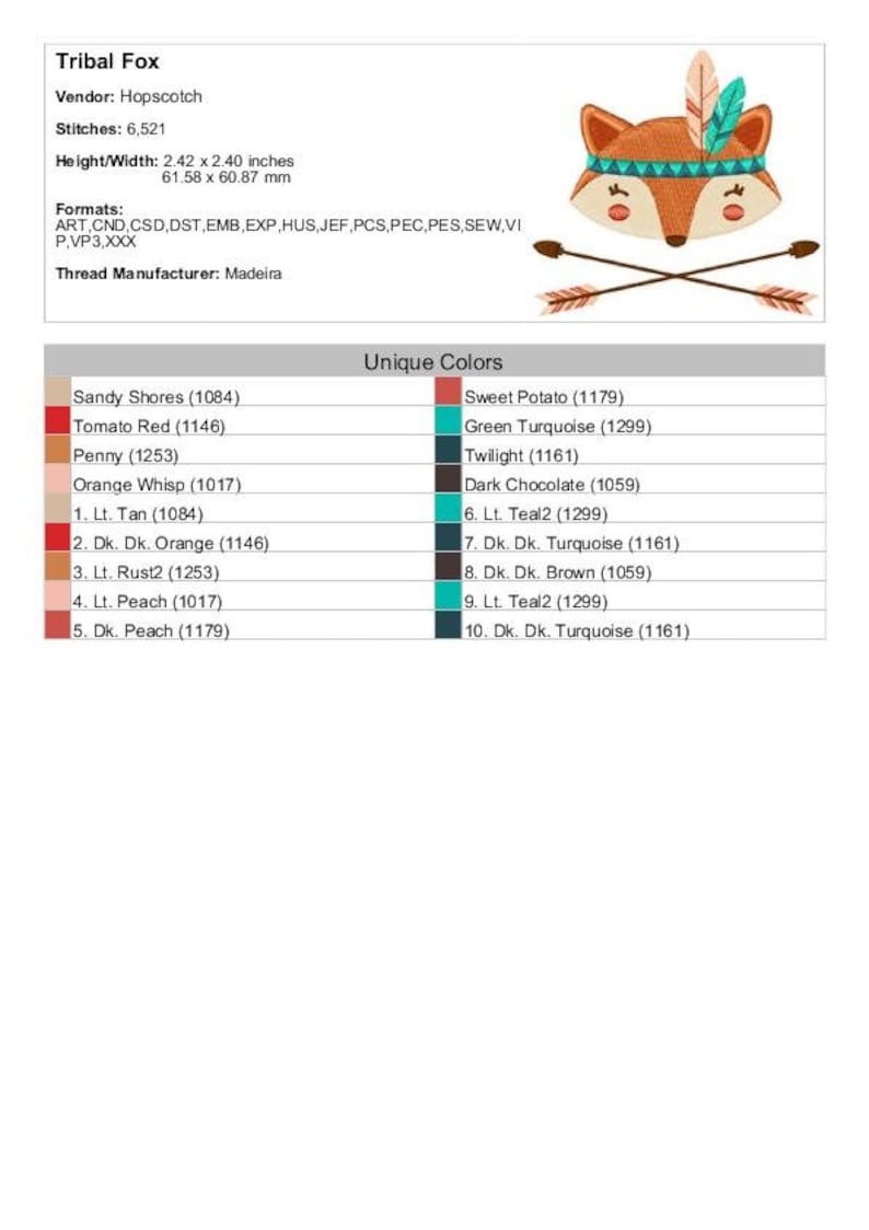 Tribal Fox - Machine Embroidery Design, Native American Fox Embroidery ...