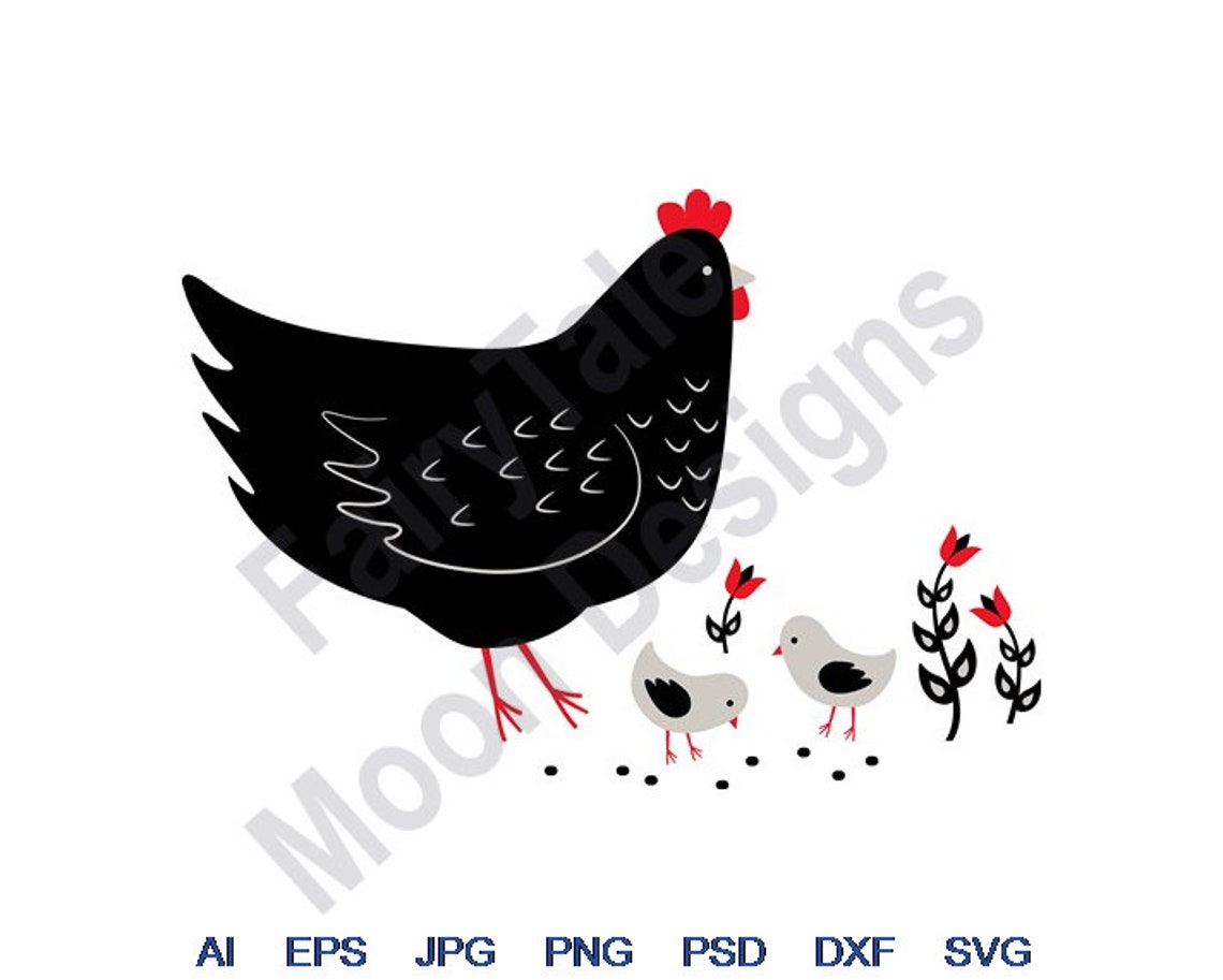 Folk Art Chickens Svg Dxf Eps Png Jpg Vector Art - Etsy