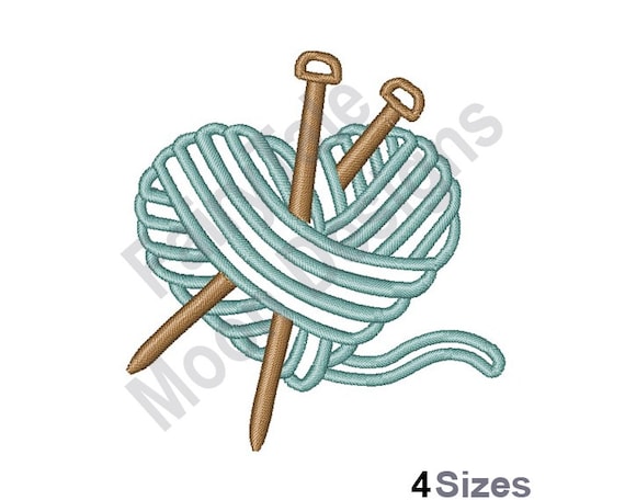 Knit Heart Machine Embroidery Design Knitting Needles | Etsy
