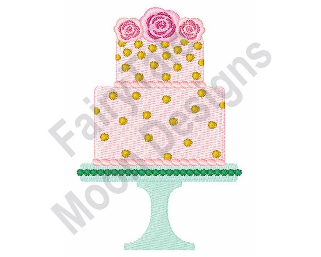 Pink Cake - Machine Embroidery Design, Wedding Cake Embroidery Pattern ...