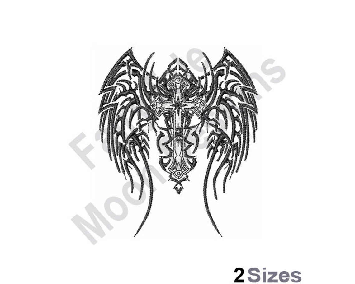Winged Cross Machine Embroidery Design Christian Cross - Etsy