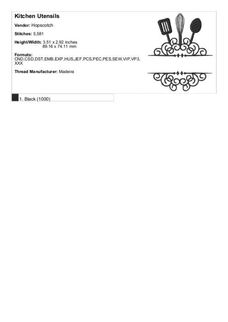 Kitchen Utensils Split Frame Monogram Machine Embroidery - Etsy