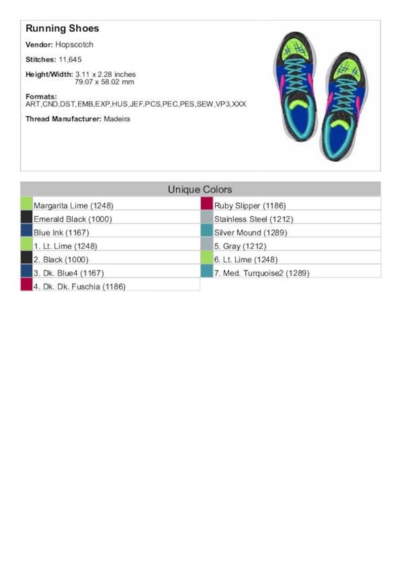 Running Shoes Machine Embroidery Design Running Shoes - Etsy