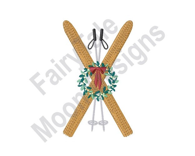 Winter Skis - Machine Embroidery Design, Vintage Skis & Poles ...