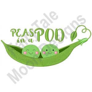 Peas in A Pod - Machine Embroidery Design, Pea Pod Embroidery Pattern ...