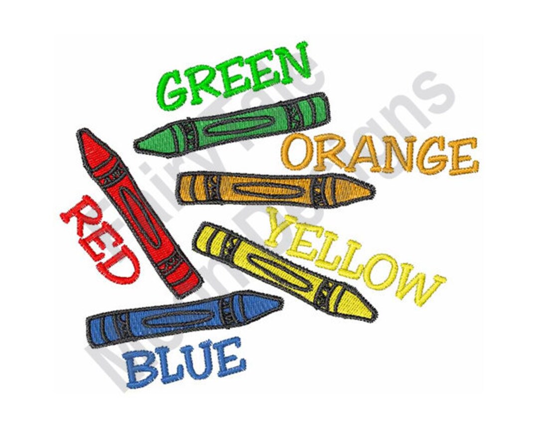 Colored Crayons - Machine Embroidery Design, Drawing Crayons Embroidery ...