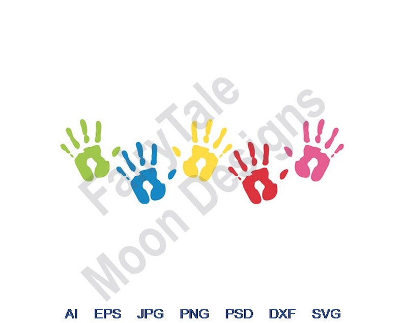 Hand Prints - Svg, Dxf, Eps, Png, Jpg, Vector Art, Clipart, Cut File ...