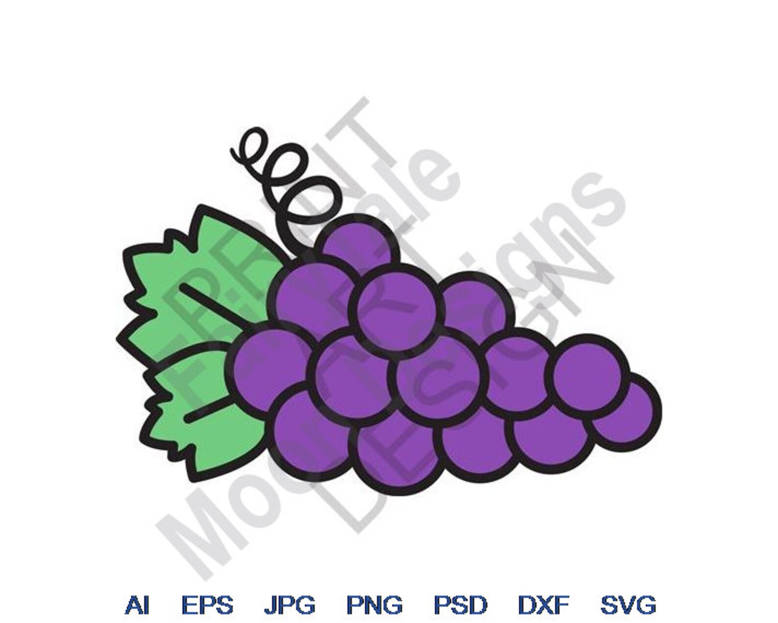 Grapes Svg Dxf Eps Png Jpg Vector Art Clipart Cut - Etsy