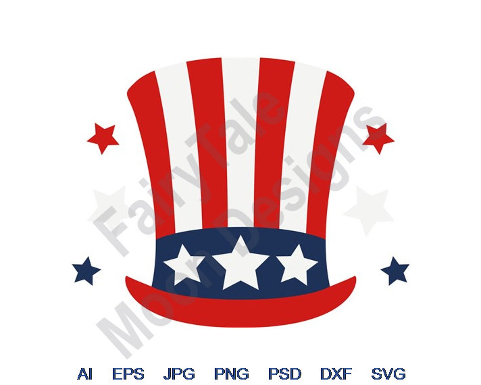 Uncle Sam Hat Svg Dxf Eps Png Jpg Vector Art Clipart | Etsy