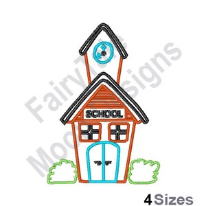 School Building Machine Embroidery Design School Outline - Etsy