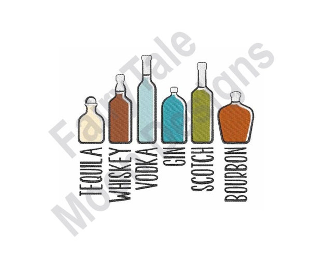 Liquor Variety - Machine Embroidery Design, Alcoholic Drinks Embroidery ...