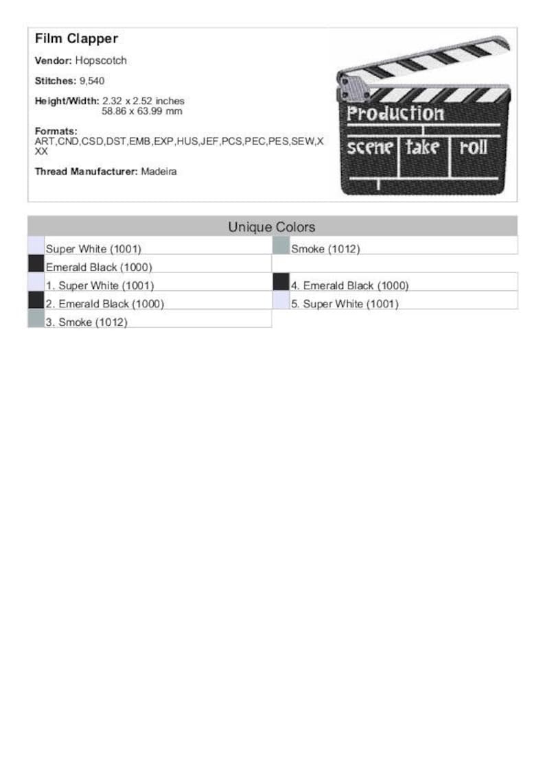 Film Clapper Machine Embroidery Design Clapperboard | Etsy
