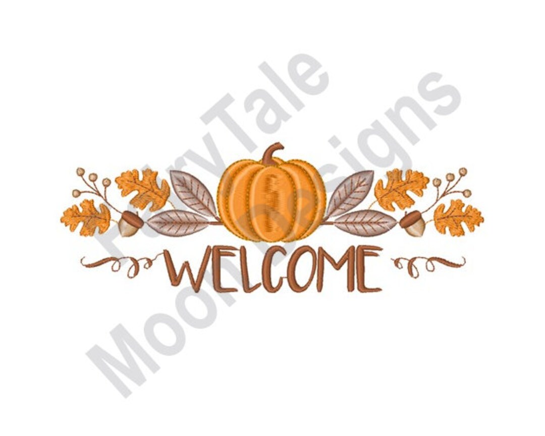 Welcome Fall - Machine Embroidery Design, Thanksgiving Pumpkin Border ...