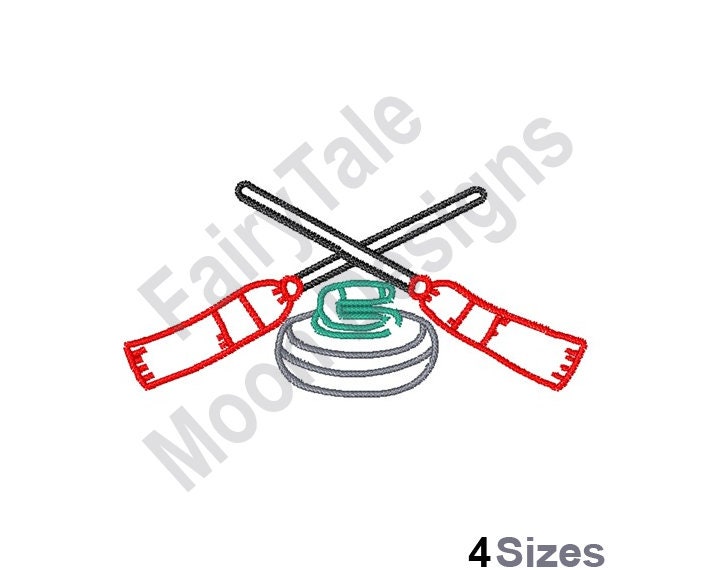 Curling Outline Machine Embroidery Design Curling Rock & - Etsy Canada