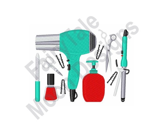 Cosmetology Tools Machine Embroidery Design Hair Styling | Etsy