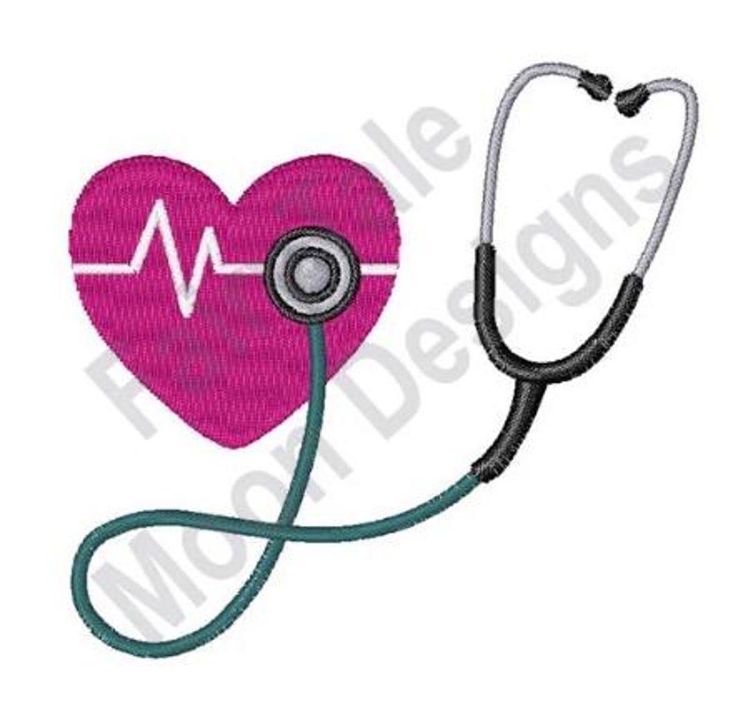 Heart Stethoscope Machine Embroidery Design 2 Sizes, Medical Instrument ...