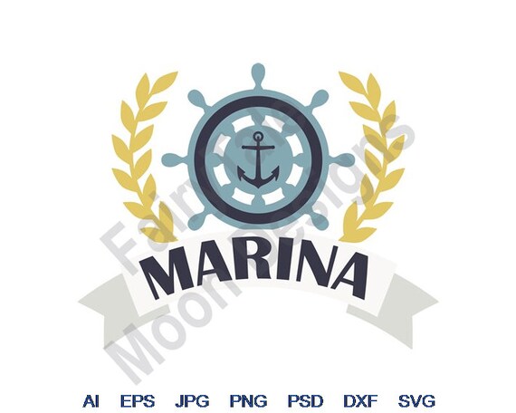 Marina Svg Dxf Eps Png Jpg Vector Art Clipart Cut | Etsy