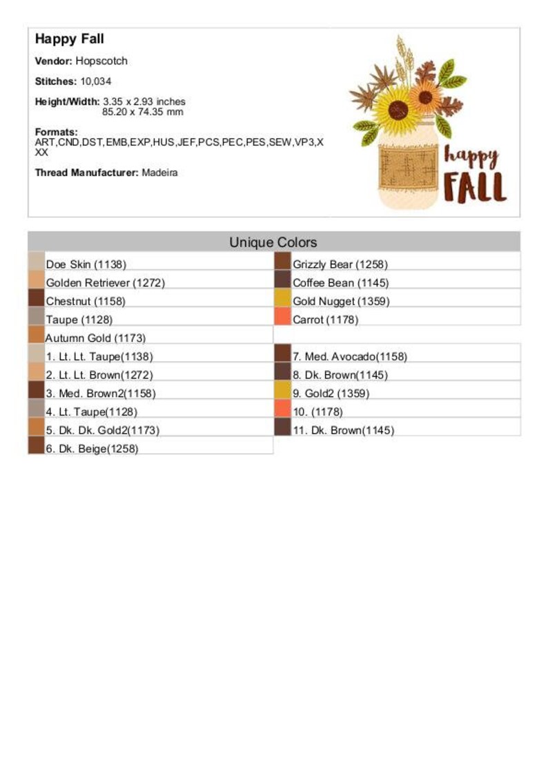 Happy Fall Machine Embroidery Design Autumn Harvest - Etsy