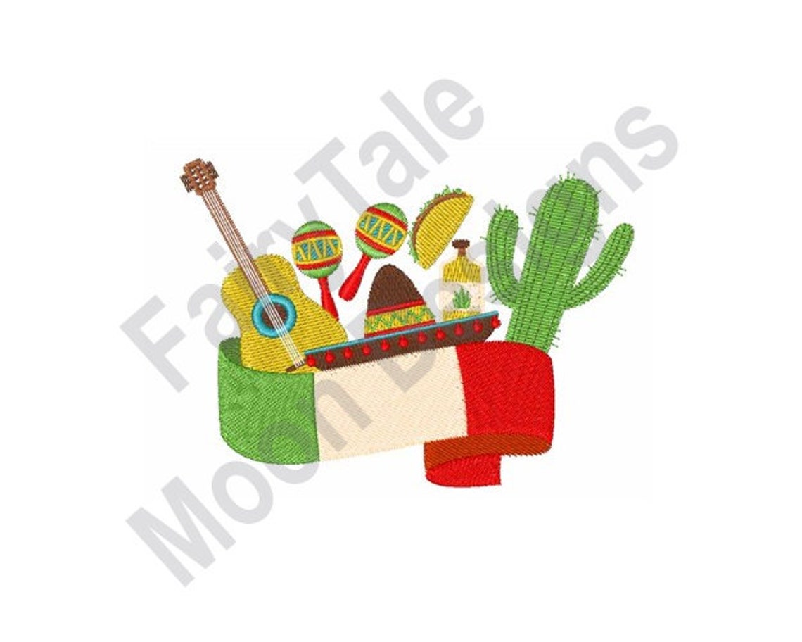 Mexican Party Machine Embroidery Design Flag of Mexico | Etsy
