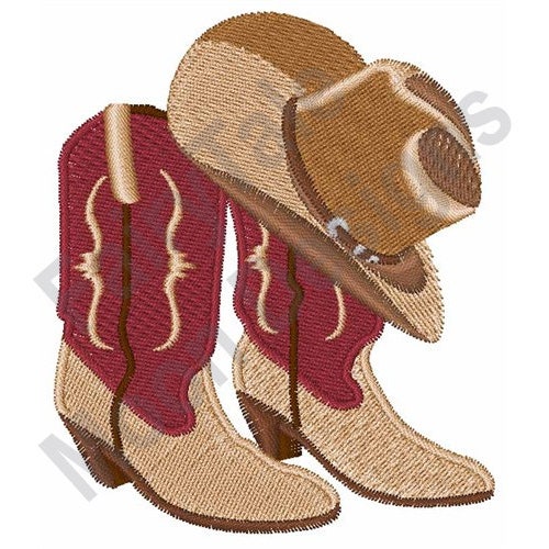 Cowboy Hat & Boots Machine Embroidery Design Cowboy Hat | Etsy