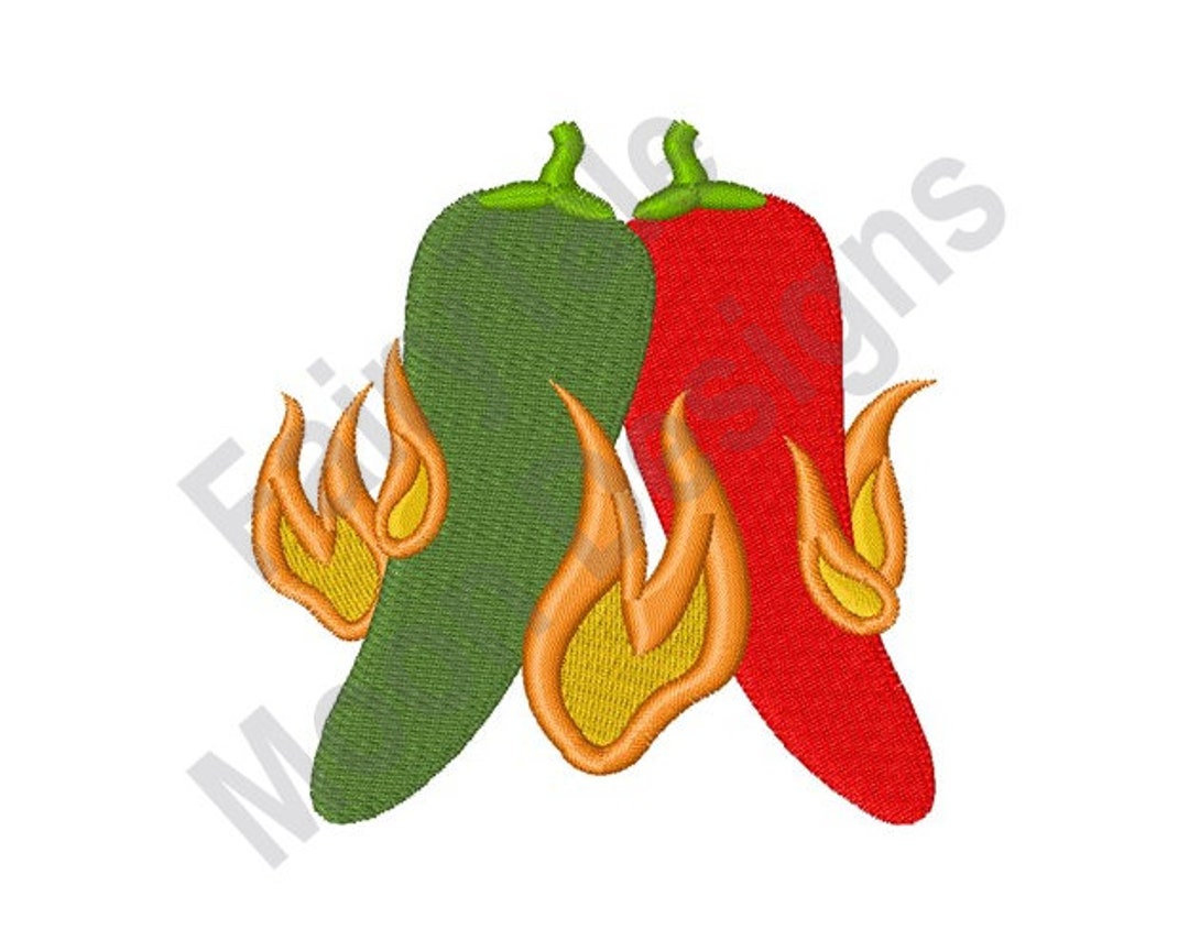 Hot Chili Peppers - Machine Embroidery Design, Flaming Hot Chili ...