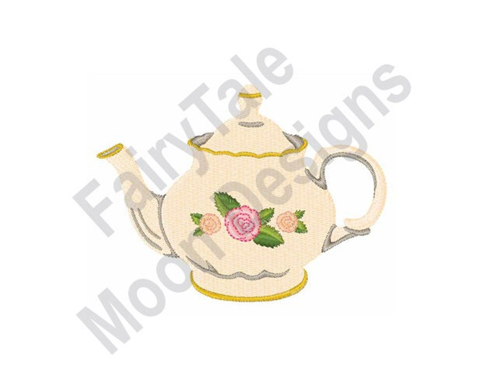 Vintage Teapot Machine Embroidery Design Floral Decor Tea - Etsy