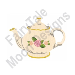 Vintage Teapot - Machine Embroidery Design, Floral Decor Tea Pot ...