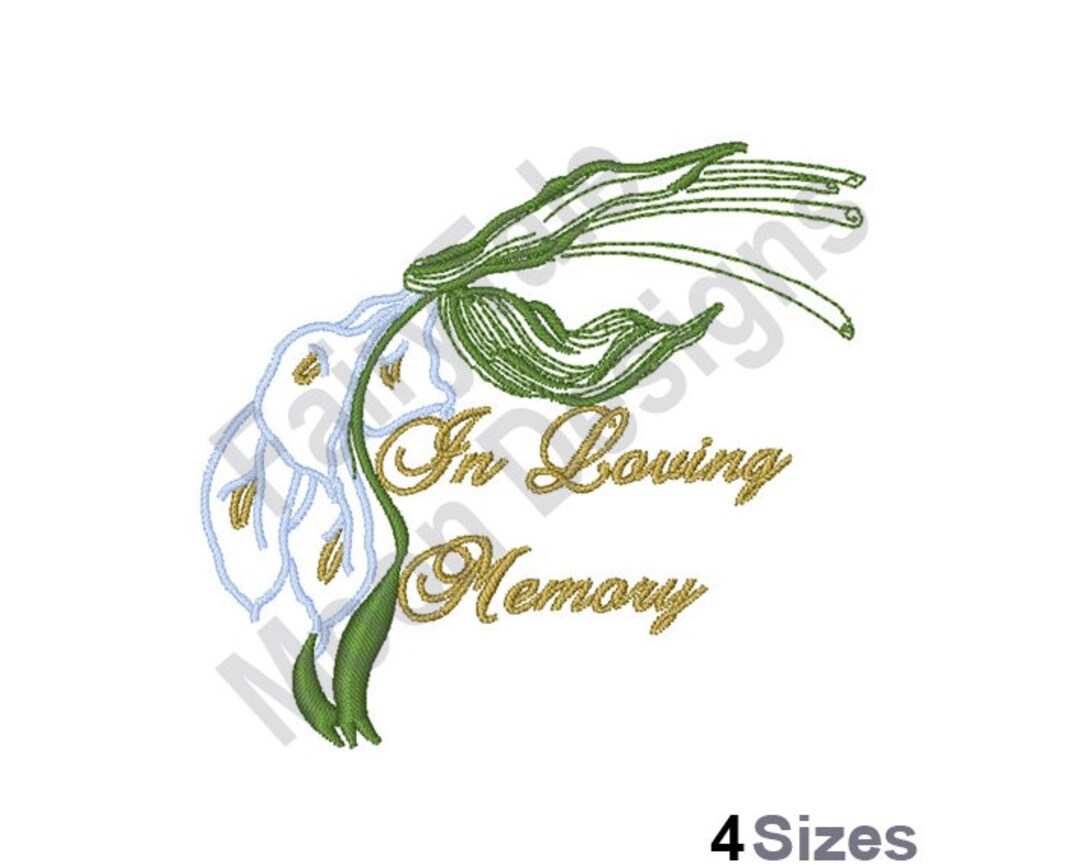 In Loving Memory Machine Embroidery Design, Calla Lily Embroidery ...