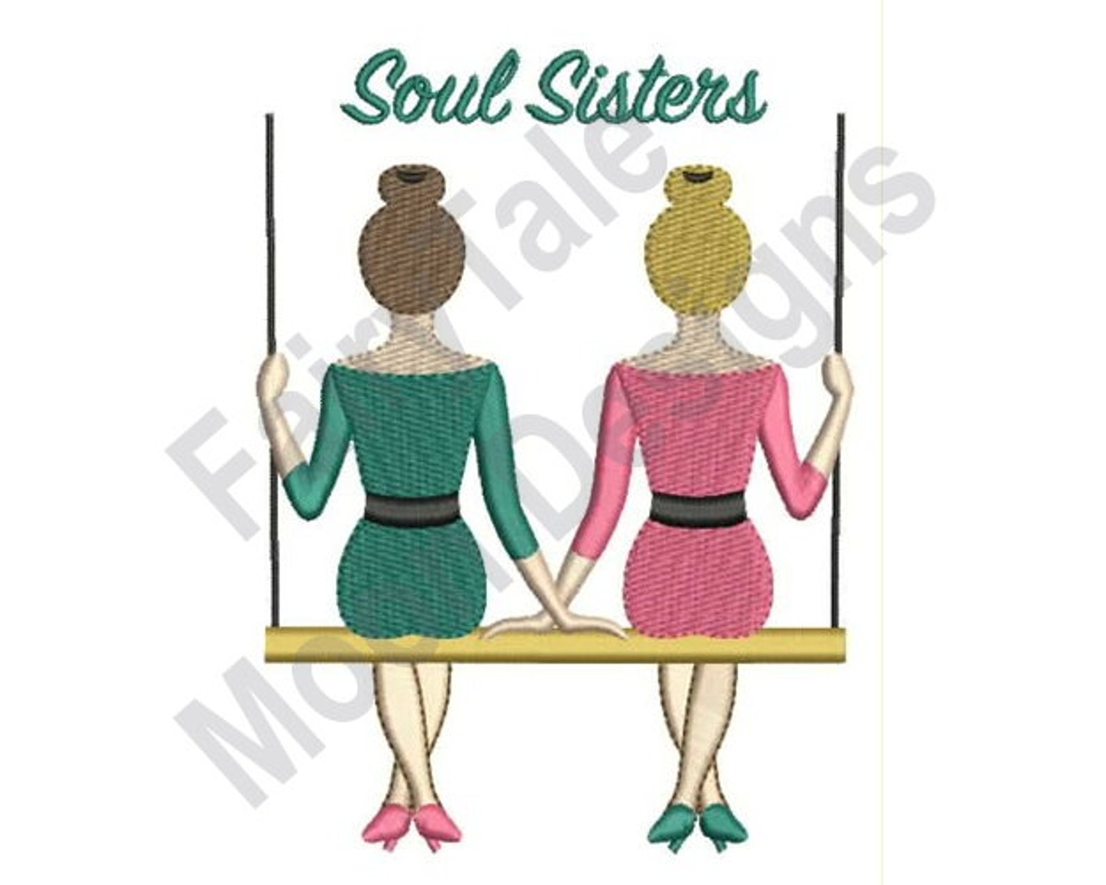 Soul Sisters - Machine Embroidery Design, Women on Swing Embroidery ...