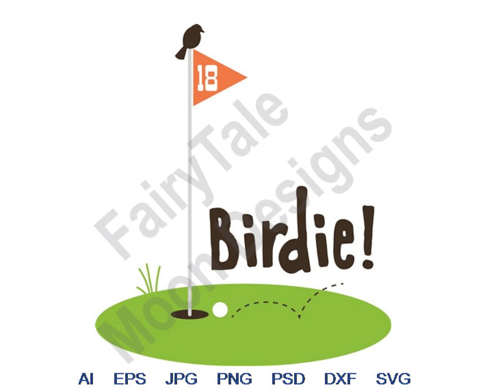 Birdie - Svg, Dxf, Eps, Png, Jpg, Vector Art, Clipart, Cut File, Golf ...
