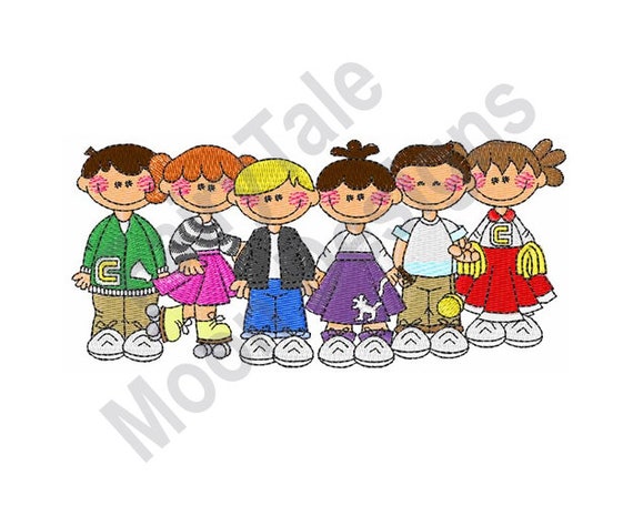 School Kids Machine Embroidery Design Children Friends - Etsy