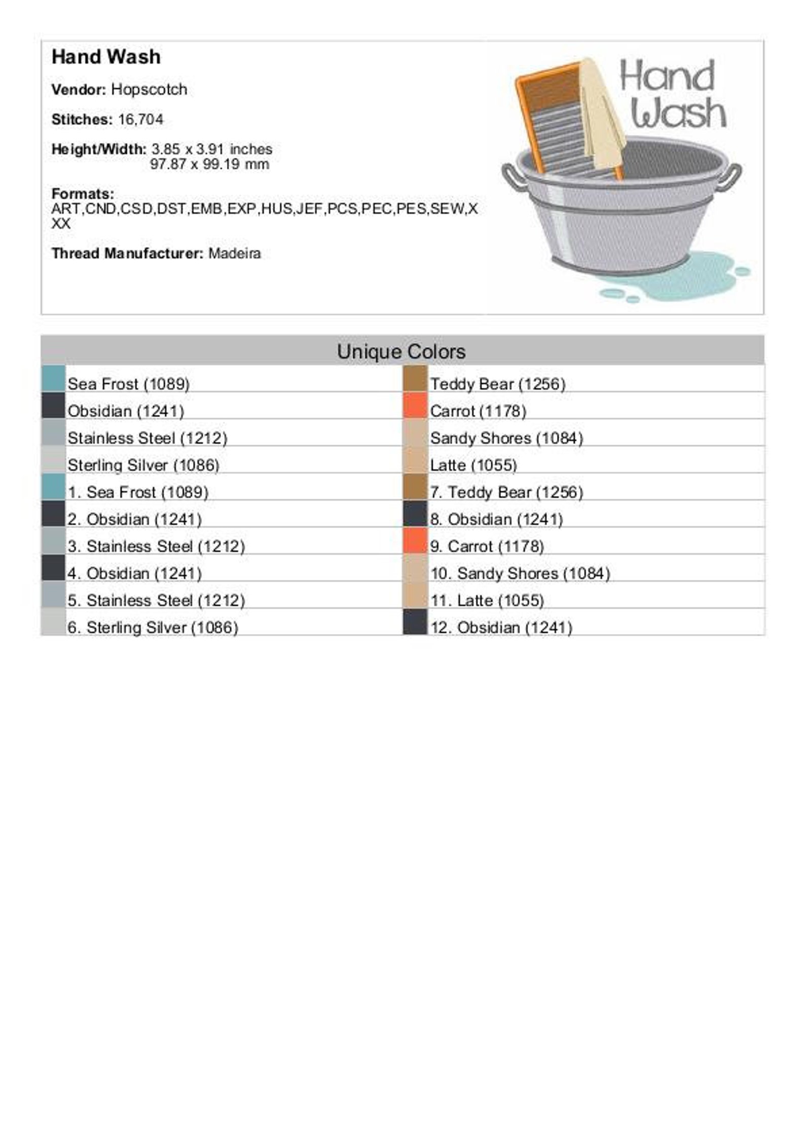 Hand Wash - Machine Embroidery Design, Vintage Wash Bucket Embroidery ...