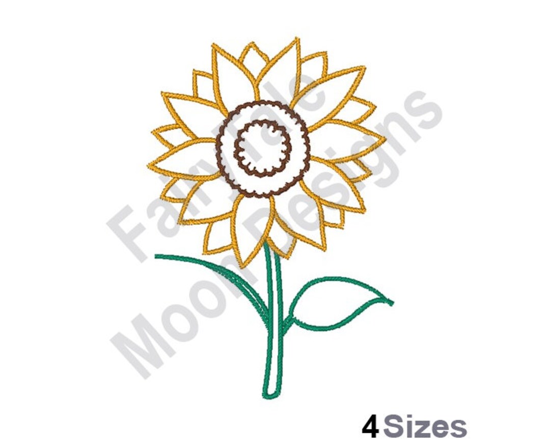 Sunflower Outline Machine Embroidery Design Sunflower - Etsy