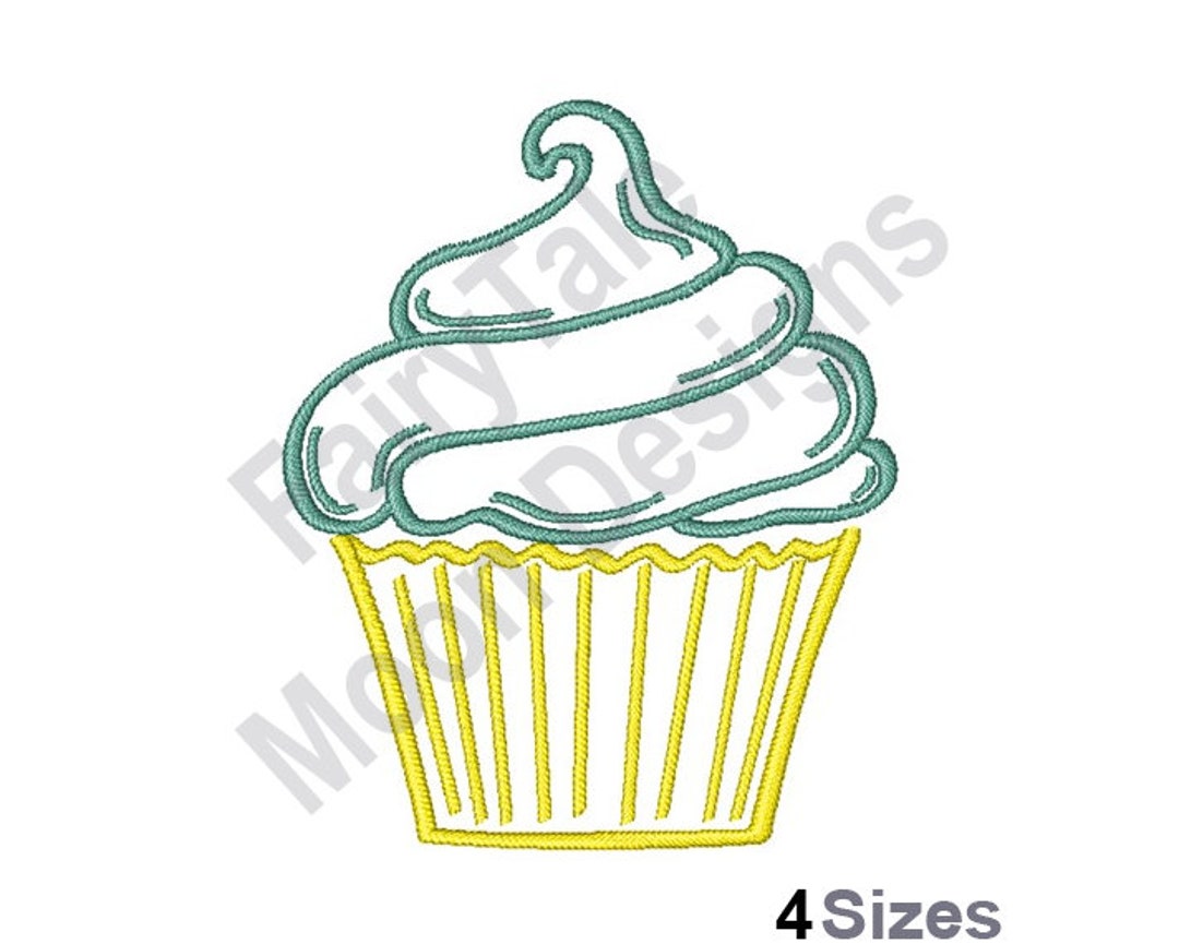 Cupcake Outline - Machine Embroidery Design, Cupcake Embroidery Pattern ...