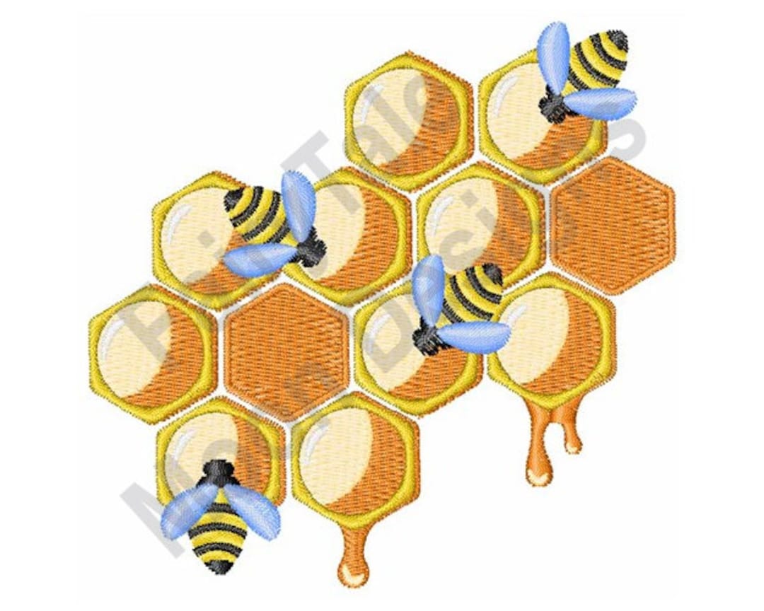 Honeycomb Bees - Machine Embroidery Design, Honeycomb Embroidery ...
