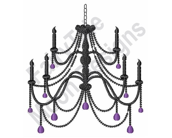 Chandelier Machine Embroidery Design Classic Chandelier | Etsy