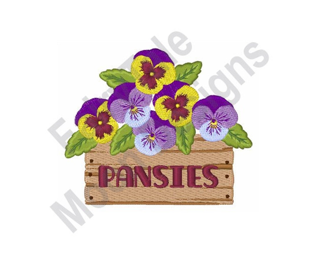 Pansies - Machine Embroidery Design, Pansy Box, Wooden Floral Box ...