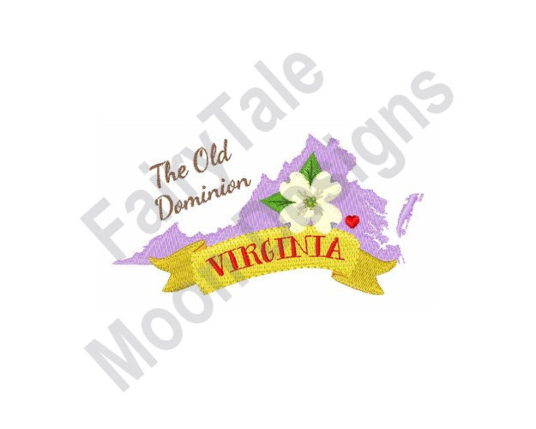 Virginia State Map Machine Embroidery Design, Old Dominion State ...