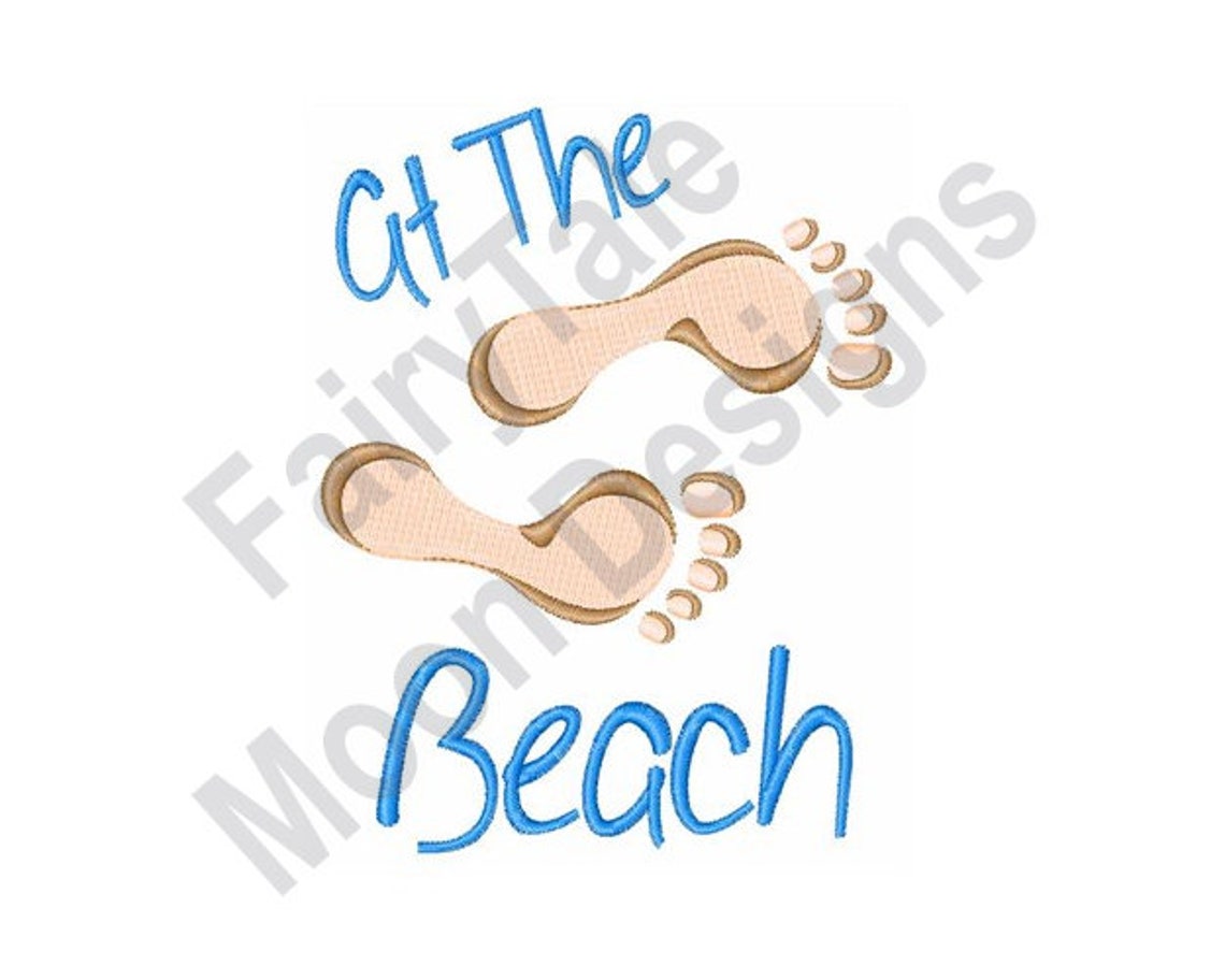 At the Beach Machine Embroidery Design Footprints Sand - Etsy