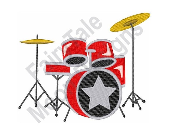 Drum Set Machine Embroidery Design Drum Set & Cymbals | Etsy