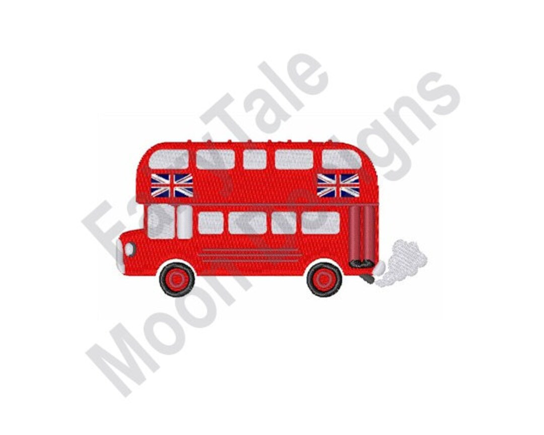 London Bus - Machine Embroidery Design, Double Decker Red Bus Pattern ...