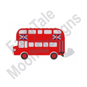 London Bus - Machine Embroidery Design, Double Decker Red Bus Pattern ...