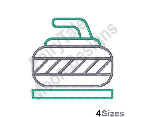 Curling Machine Embroidery Design Curling Rock Outline | Etsy
