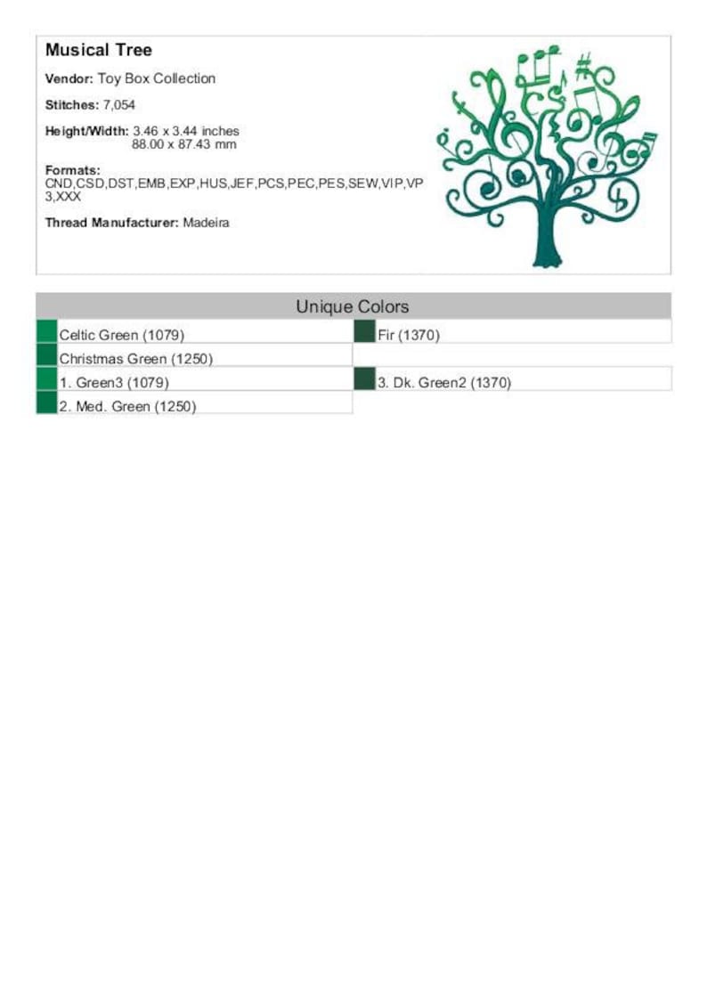Music Tree - Machine Embroidery Design, Musical Notes Tree Embroidery ...