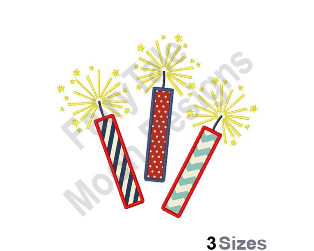 Firecrackers Applique Machine Embroidery Design, Patriotic Embroidery ...