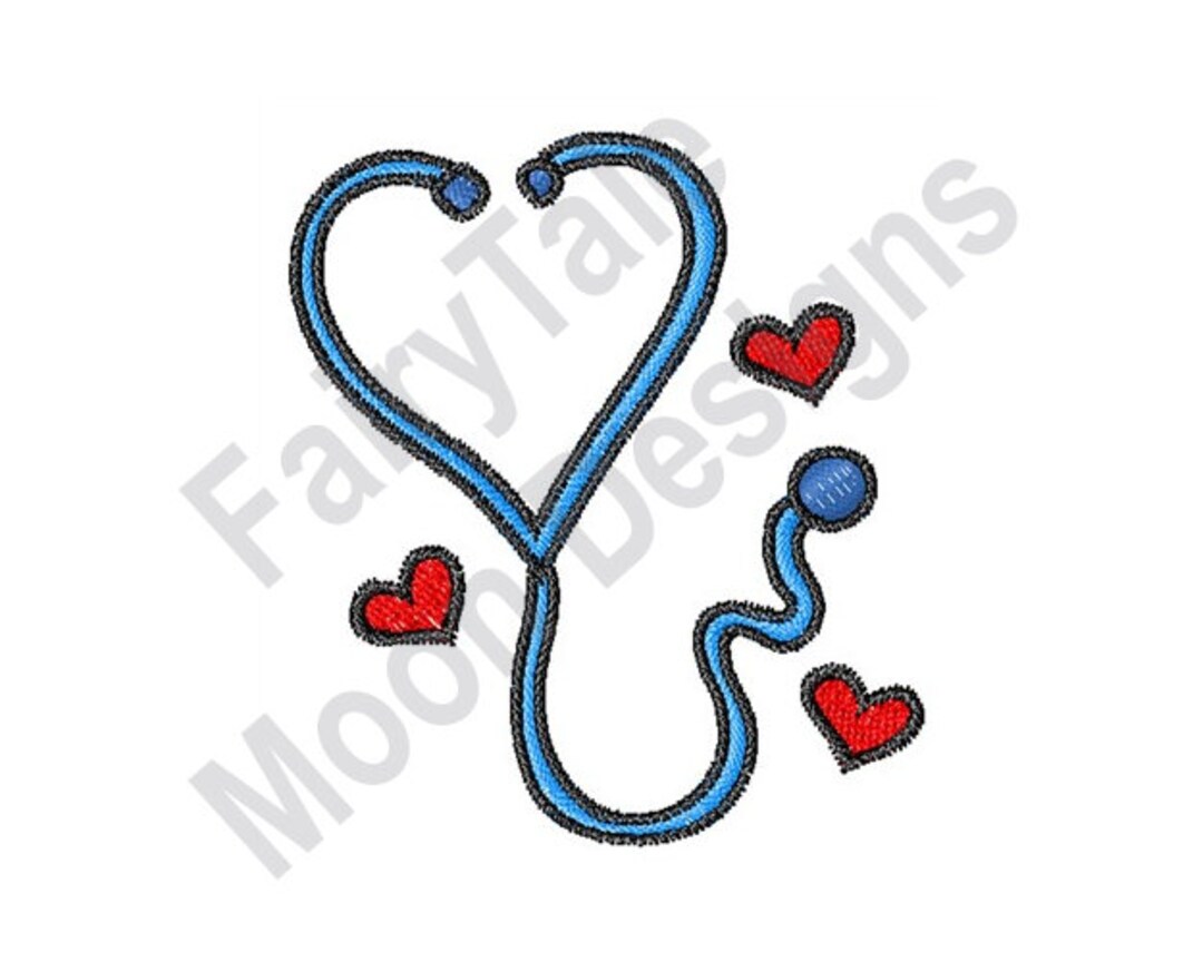 Stethoscope Machine Embroidery Design, Heart Doctor Embroidery Pattern ...