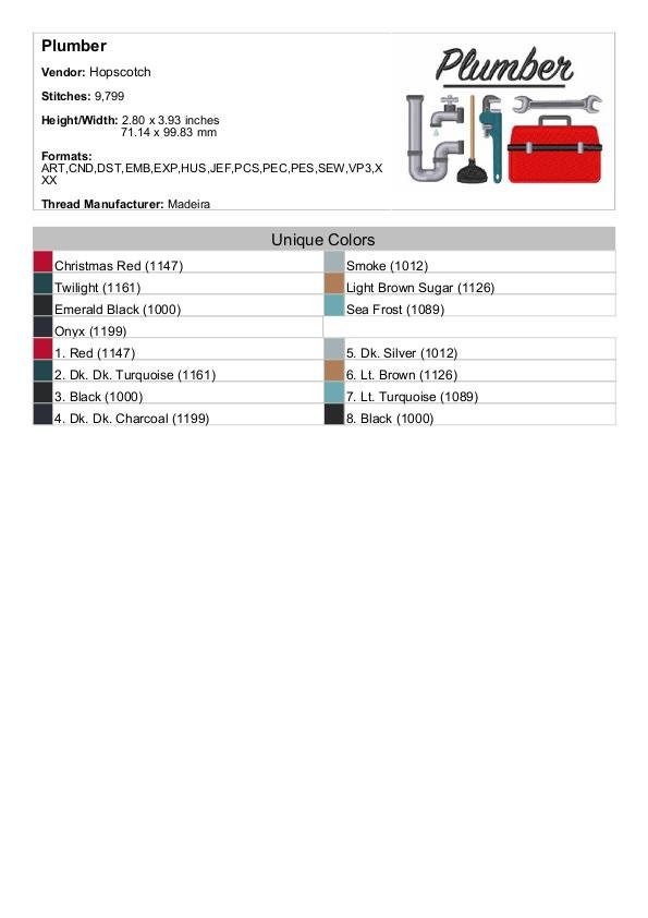 Plumber Machine Embroidery Design Plumber Tool Box - Etsy