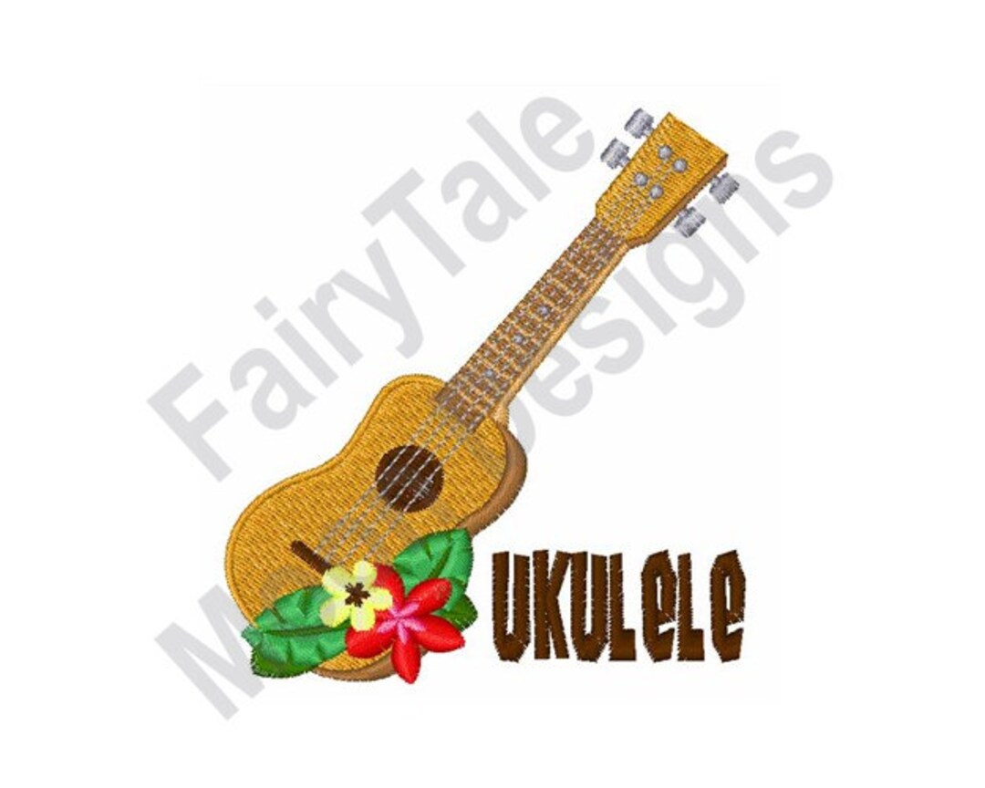 Floral Ukulele - Machine Embroidery Design, Ukelele Embroidery Pattern ...